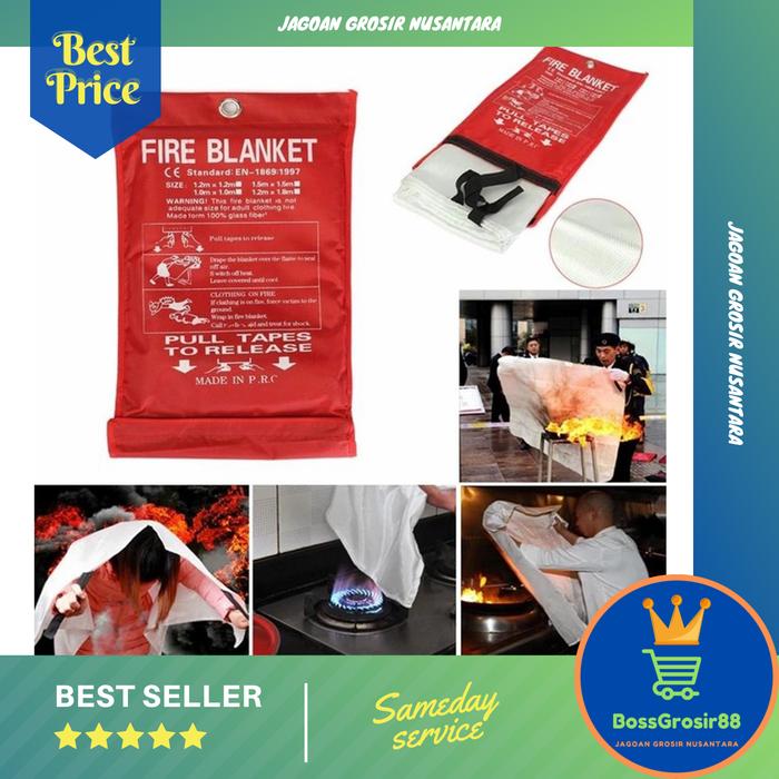 Jual Kain Pemadam Api Fiberglass Fire Blanket Selimut Api Tahan Panas ...