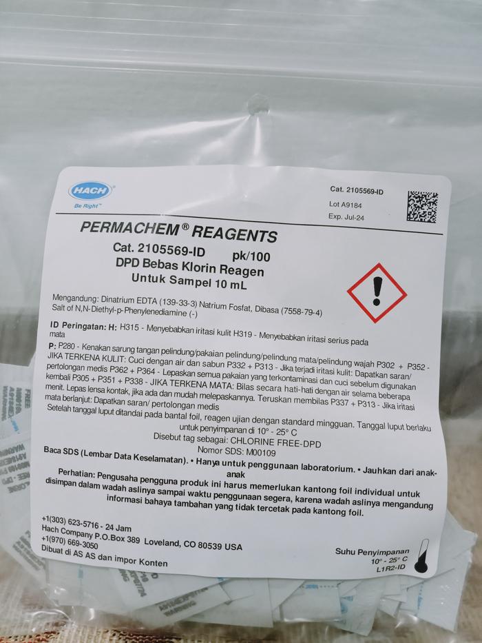 Jual DPD BEBAS CHLORINE 10ml pk/100 HACH 2105569 - Kab. Bogor ...