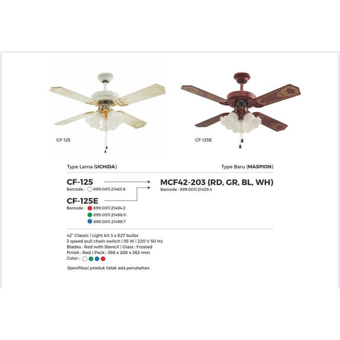 Jual KIPAS Uchida/Maspion Kipas Angin Plafon Ceiling Fan MCF42-203 AB ...