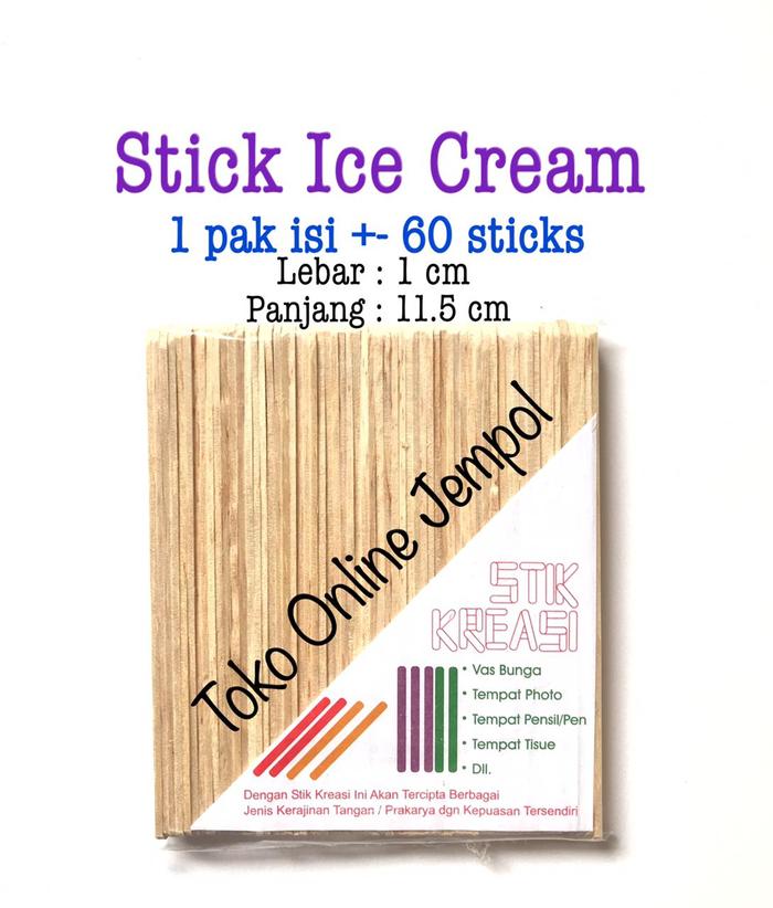 Jual 60 pcs Stick Ice Cream Stik Es Krim Putih polos kayu kreasi ...