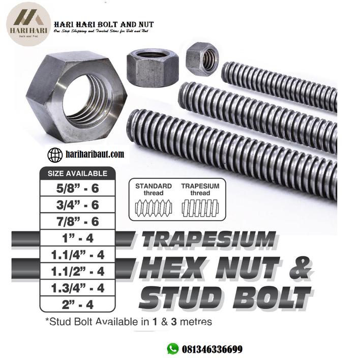 Jual STUD BOLT AS DRAT BAUT METERAN FULL THREAD ULIR PER 1 METER - M10 ...