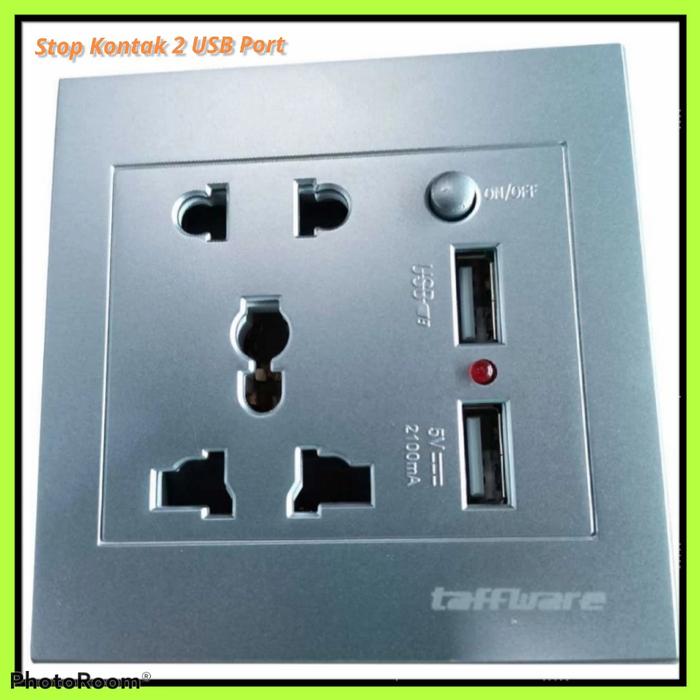 Jual Stop Kontak Dinding Colokan Listrik UNIVERSAL With 2 USB Port 220V ...