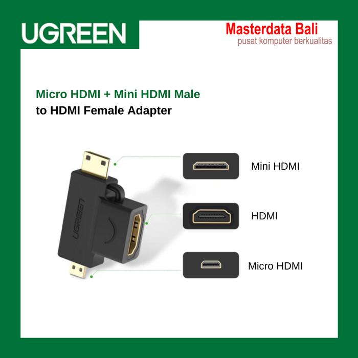 Jual UGREEN Micro HDMI + Mini HDMI Male to HDMI Female Adapter SKU : 20144 - Kota Denpasar ...