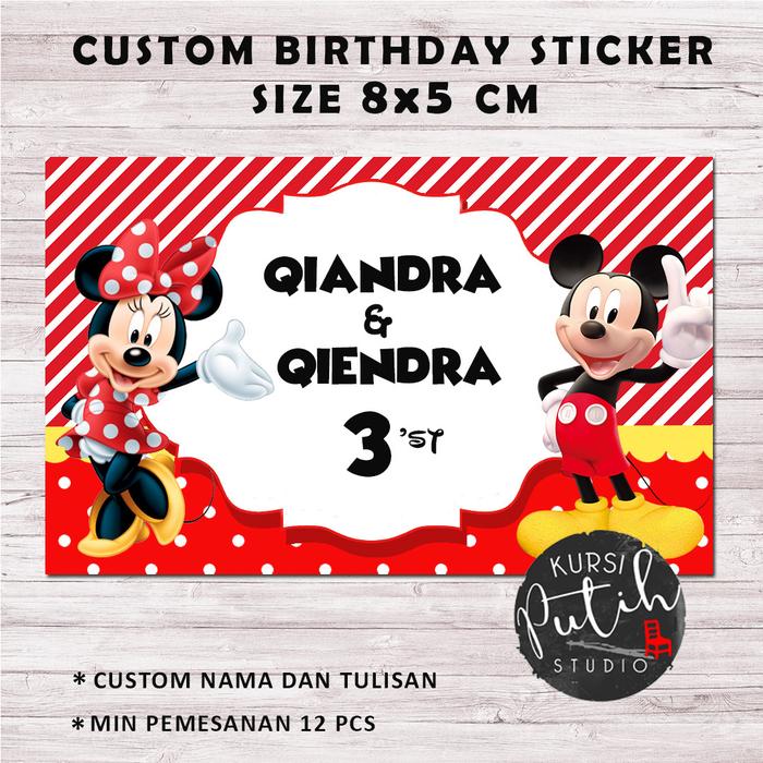 Jual birthday sticker tema mickey and minnie disney - Kab. Subang ...