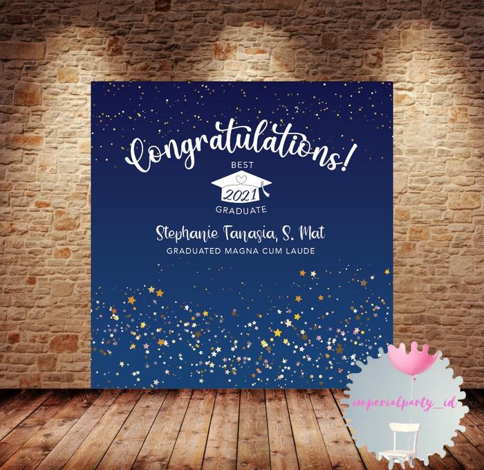 Jual Custom Graduate Backdrop Banner Spanduk School Graduation Navy ...