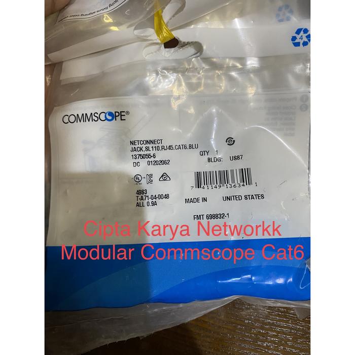 Jual Modular AMP Commscope Cat6 Biru / Modul Jack AMP Commscope Cat 6 ...