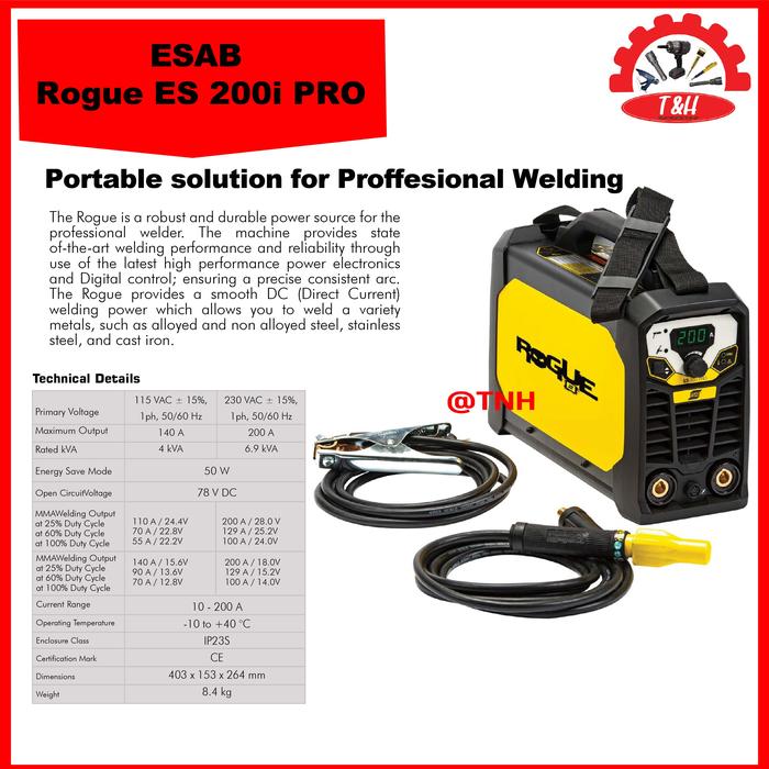 Jual ESAB Rogue ES 200i PRO| ARC200 | MMA Welding Machine | Mesin Las ...