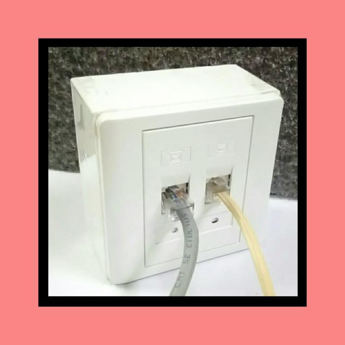 Jual FACE PLATE RJ45 2HOLE+MODULAR+OUTBOW/OUTLET UTP+MODULAR Rj45/Rj11 ...