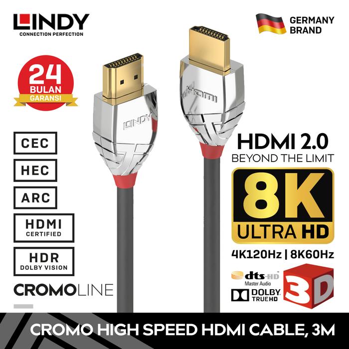 Jual Kabel HDMI LINDY High Speed 8K 4K 120 Hz HDR, Cromo 3M - Jakarta Barat - LINDY INDONESIA ...