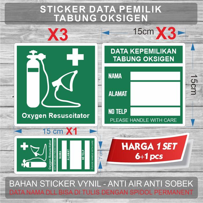 Jual TABUNG SEDANG OKSIGEN LABEL STICKER 1 SET 7pcs - Kota Surabaya ...