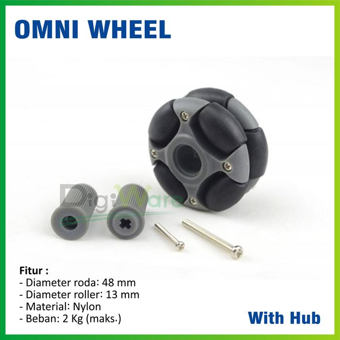 Jual Roda Omni Wheel 48mm Nylon with Hub - Kota Surabaya - DigiWare ...