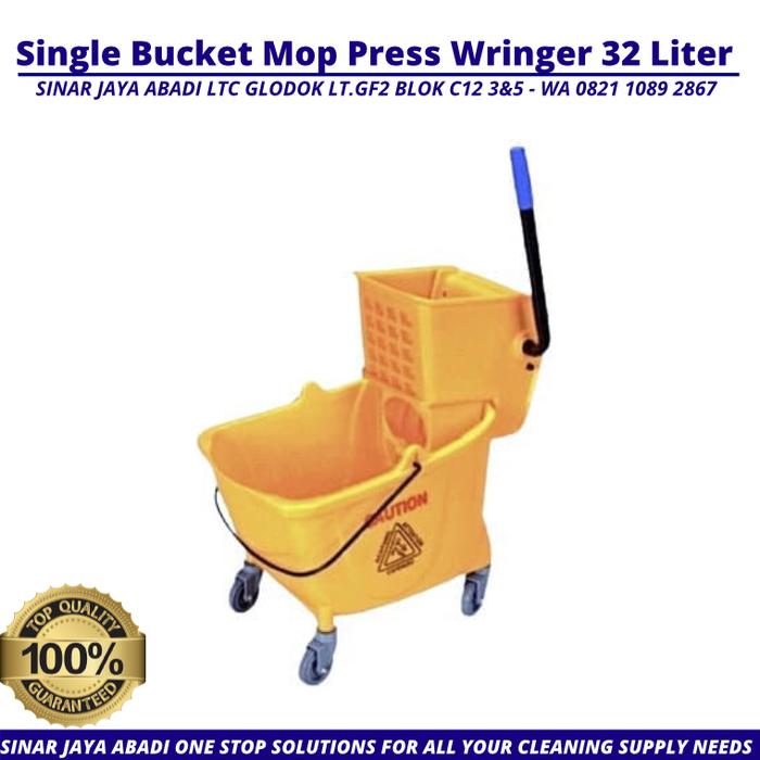 Jual Single Bucket Mop Press Wringer Trolley Troli Ember Pemeras 32 ...