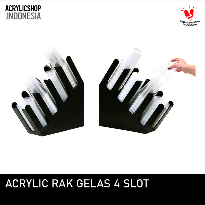 Jual Rak Acrylic/Akrilik Paper Cup Dispenser Holder Bar 4 Slot 9 Oz ...