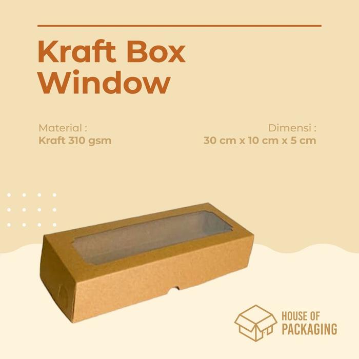 Jual BOX KRAFT WINDOW UK 30x10x5 cm - Box Brownies - Kotak kue Donat ...