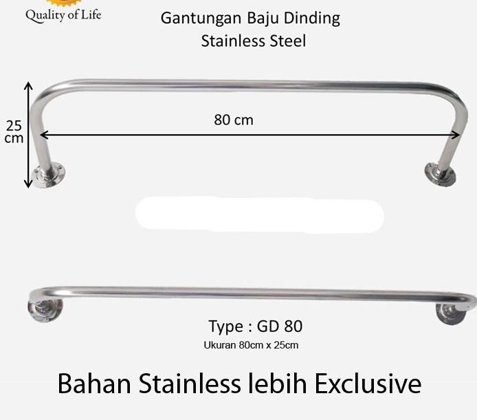 Jual Gantungan Baju Dinding Stainless GD 80 (80cm) - Jakarta Utara - shin-shop | Tokopedia
