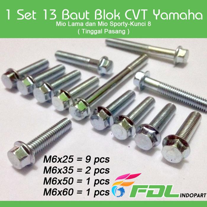 Jual [ PAKET ] 1 SET 13 BAUT CVT BAUT BLOK MESIN MIO LAMA MIO SPORTY ...