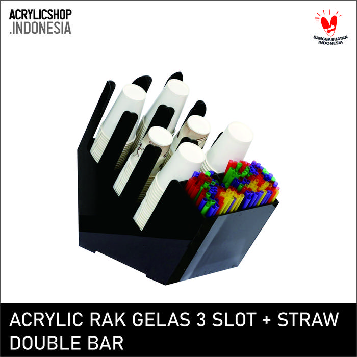 Jual Rak Acrylic/Akrilik Paper Cup Dispenser Double Bar 4 Slot 9 Oz ...