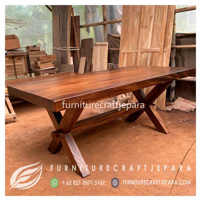 Jual MEJA TREMBESI 2 METER SISI RATA / MEJA MAKAN TREMBESI SOLID 200 cm ...