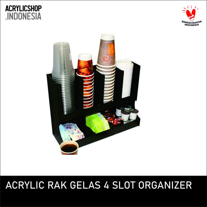 Jual Rak Acrylic/Akrilik Paper Cup Organizer Dispenser Set 4 Slot 9 Oz ...