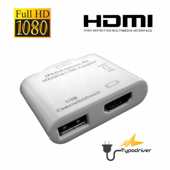 Jual Camera Connection Kit 30 Pin iPad iPhone 2 in 1 USB HDMI Video ...