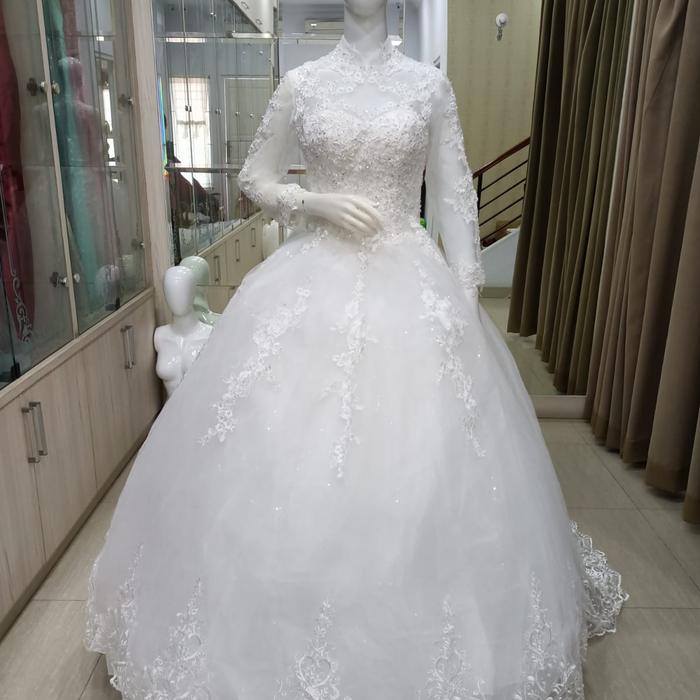 Jual gaun pengantin bridal modern pemberkatan dan nasional ekor lebar ...