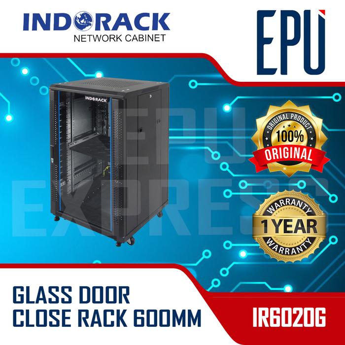 Jual Indorack 20u Depth 600mm Ir6020g Close Rack Glass Door Server Rack ...