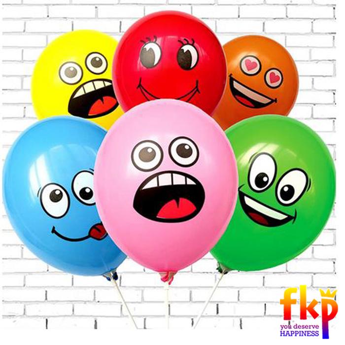 Jual Balon Latex Mix Emot Mix Warna / Balon Emoticon Warna Warni 12 ...