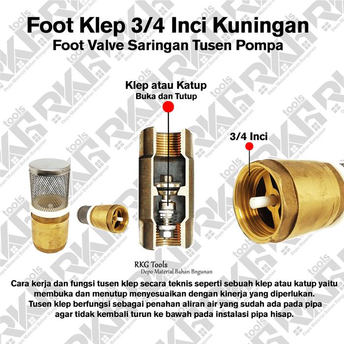 Jual FOOT VALVE 3/4" KUNINGAN/ FOOT KLEP/ TUSEN/ TUSSEN KLEP 3/4 ...