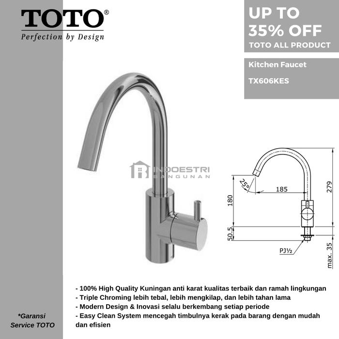 Jual Kran Sink TOTO TX606KES / Kran Cuci Piring TOTO TX606KES (Cold ...