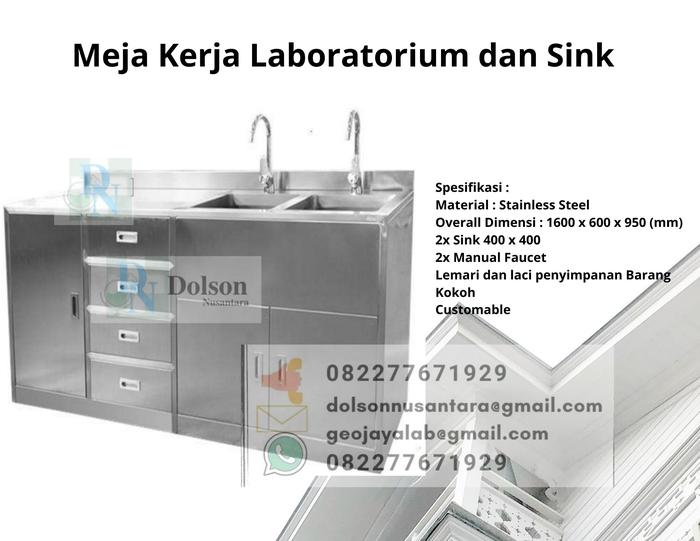 Jual Meja Kerja SInk Laboratorium Bench 1600 Stainless Clean Room ...