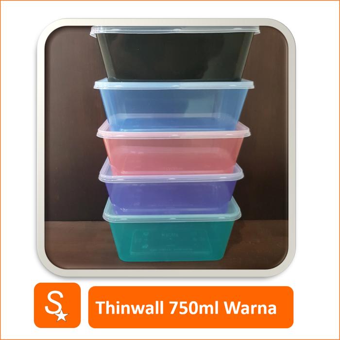 Jual Thinwall 750 ml Warna / Kotak Makan Plastik / Plastic Container ...