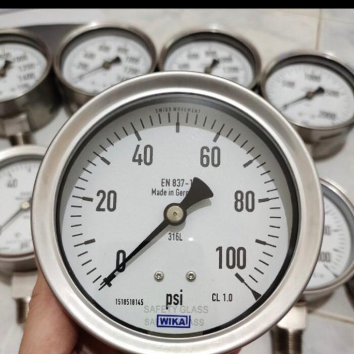 Jual Pressure gauge wika 2,5"inch 0-100 Psi drat 1/4 NPT SS model payung - Kab. Tangerang ...