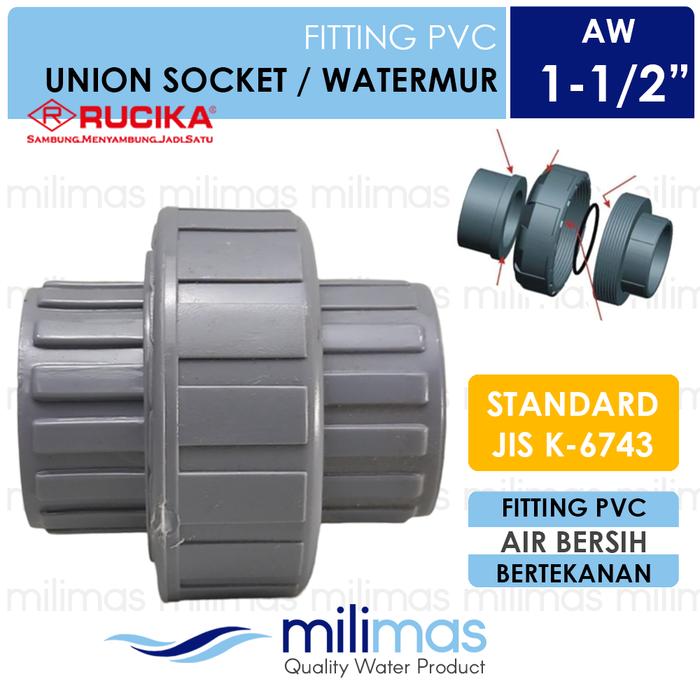 Jual RUCIKA - Watermur-Watermoor-Union Socket 1.5 Inch (1-1/2") PVC AW ...