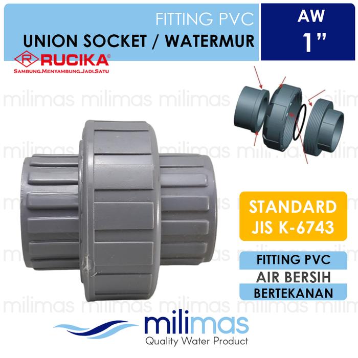 Jual RUCIKA - Watermur-Watermoor-Union Socket 1 Inch (1") PVC AW WAVIN ...