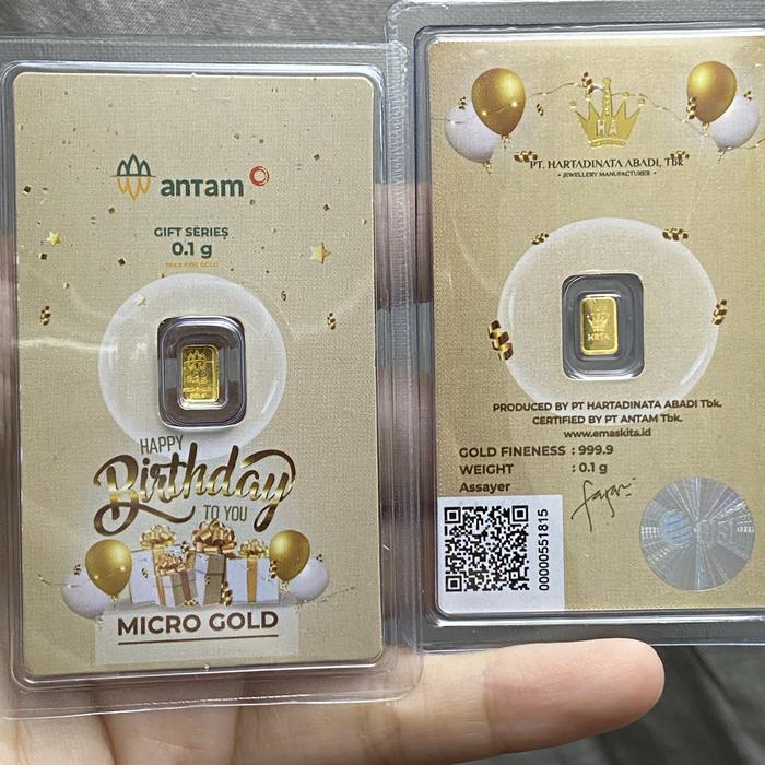 Jual micro gold antam hartadinata Happy Birthday berat : 0,1gr emas 24k ...
