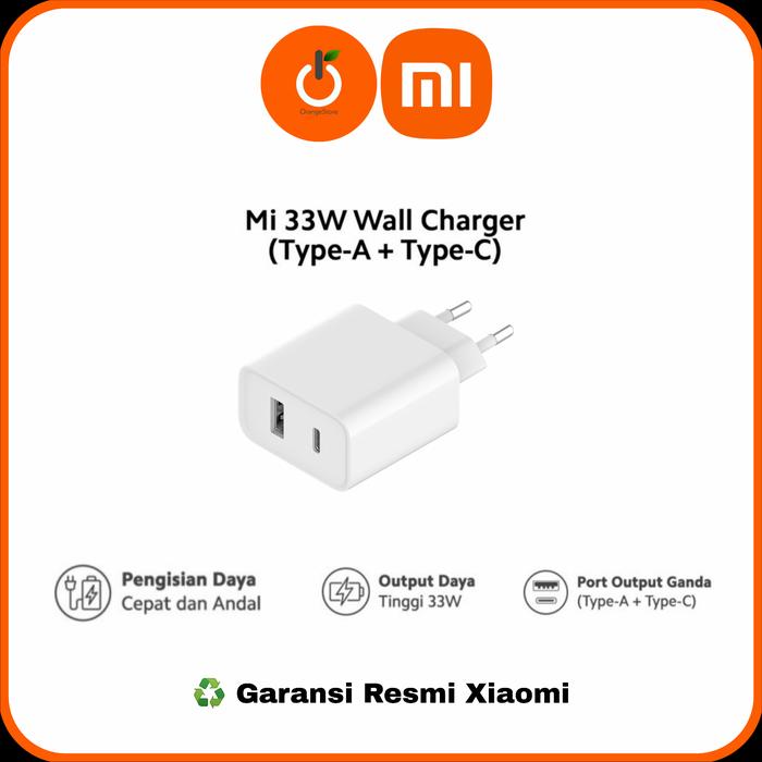Jual Xiaomi Mi 33w Wall Charger (Type A + Type C) Garansi Resmi - Kota ...