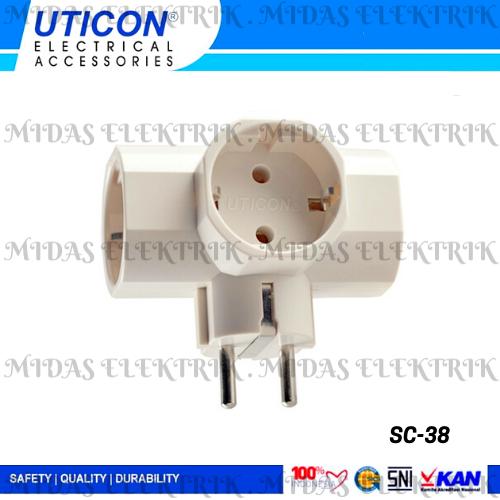 Jual Steker T Arde Colokan Cabang 3 Lubang Socket Soket Uticon SC-38 ...