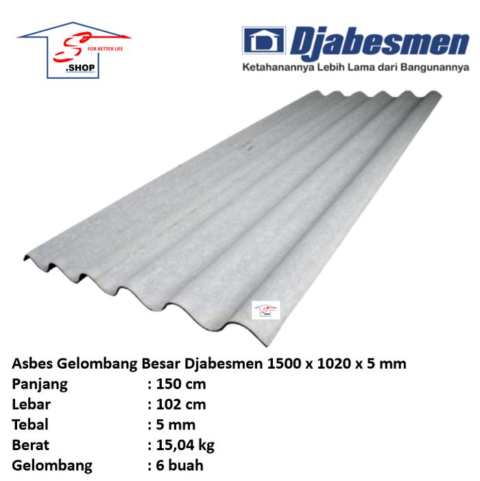 Jual Asbes Gelombang Besar DJABESMEN 1.5 meter (1500 x 1020 x 5 mm ...