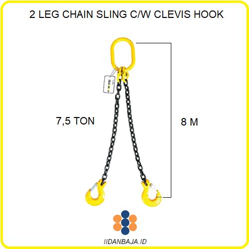Jual 2 LEGS CHAIN SLING C/W CLEVIS HOOK. CAP 7,5 TON X 8 M (RANTAI 2 ...