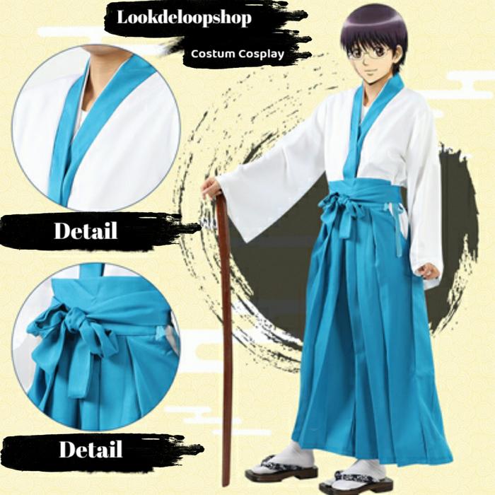 Jual Costume Cosplay Anime Pria Gintama Shimura Shinpachi Yukata Set ...