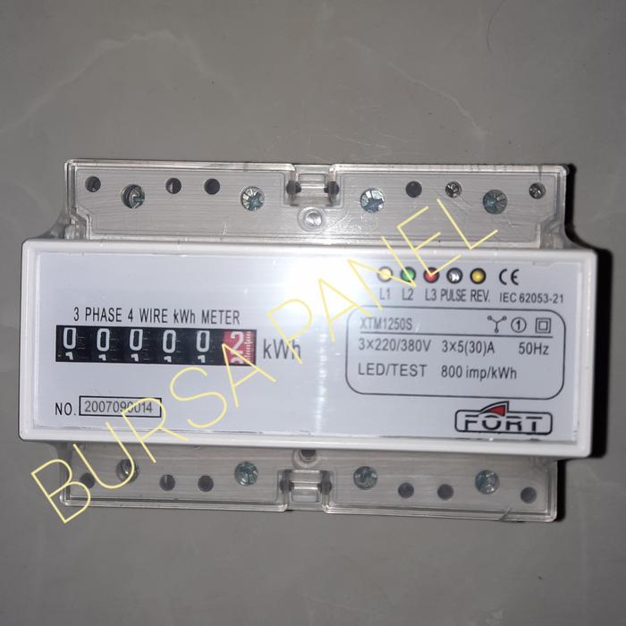 Jual kwh meter 3 phase din rail analog merk Fort XTM1250S direct 5(30)A ...