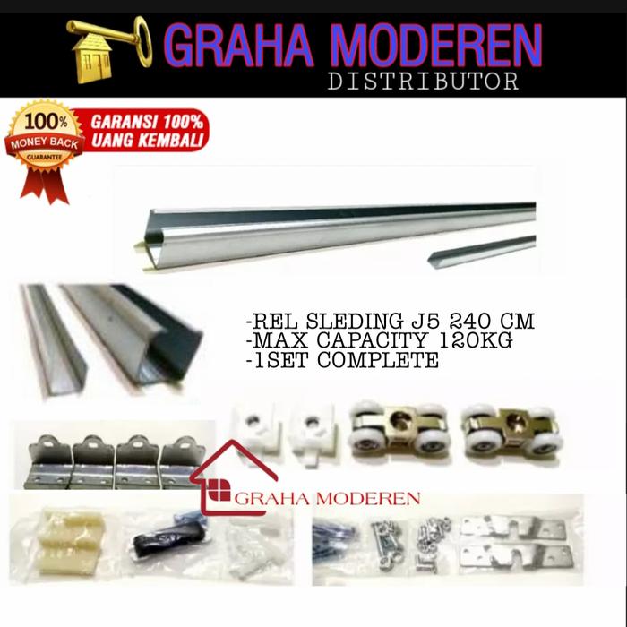 Jual rel pintu sliding DELUXE j5 240cm rel pintu geser rel gantung 2.4m ...