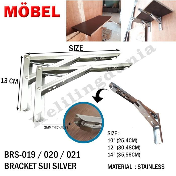 Jual 10" 25cm Stainless Bracket Penyangga Rak Siku Dinding Meja Lipat ...