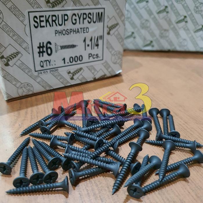 Jual [1 box] Skrup Gypsum 6 x 1 1/4" 3cm Sekrup Plafon Gipsum Hitam Drywall - Kota Makassar ...