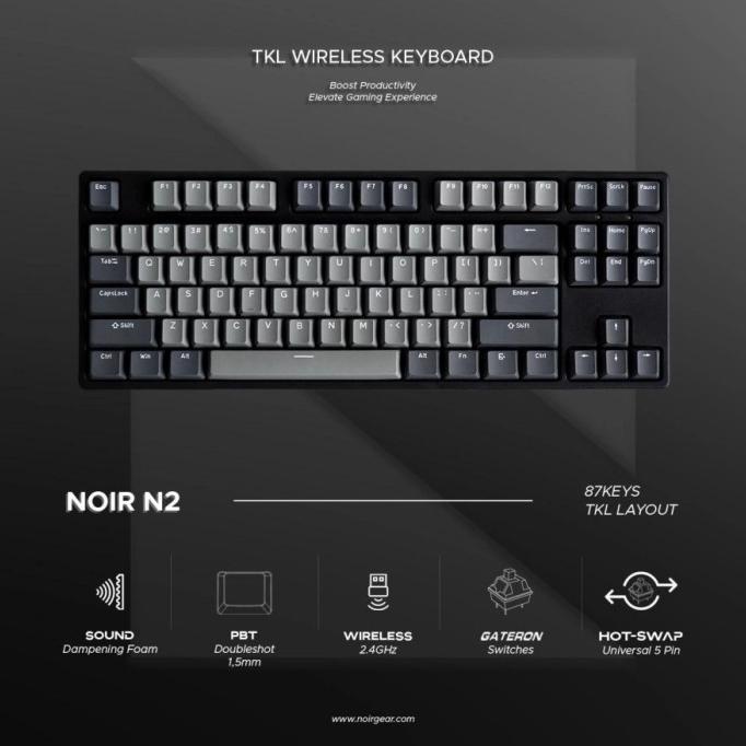 Jual Noir N2 Tkl Grey Wireless Mechanical Gaming Keyboard - Brown ...