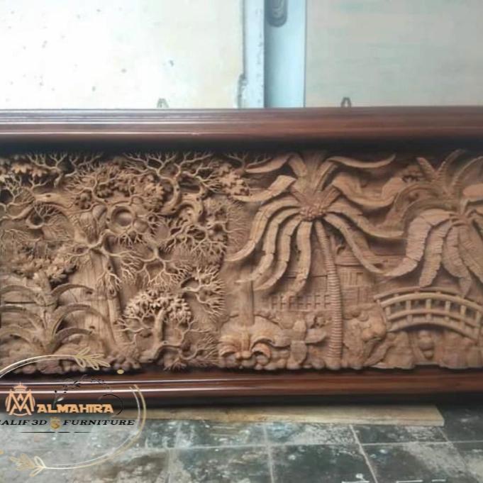Jual hiasan dinding ruang tamu // Ukiran Relief 3D Kayu Jati - Kab ...