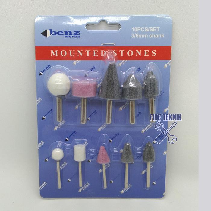 Jual Batu Osco set 10pcs Mounted Stone Batu Gerinda Tangkai Benz 0105 ...