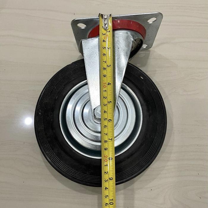 Jual Roda gepeng karet hitam 8"inci Roda etalase troli steling 8inci ...
