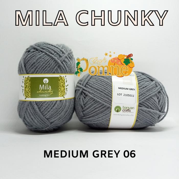 Jual BENANG RAJUT MILA CHUNKY ACRYLIC BRAIDED YARN - Medium Grey 06 ...