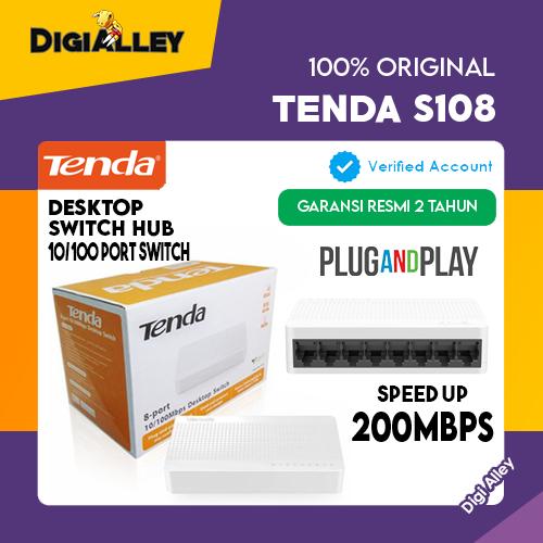 Jual Tenda S108 Switch HUB 8 Port Fast Ethernet Switch White 10/100Mbps ...